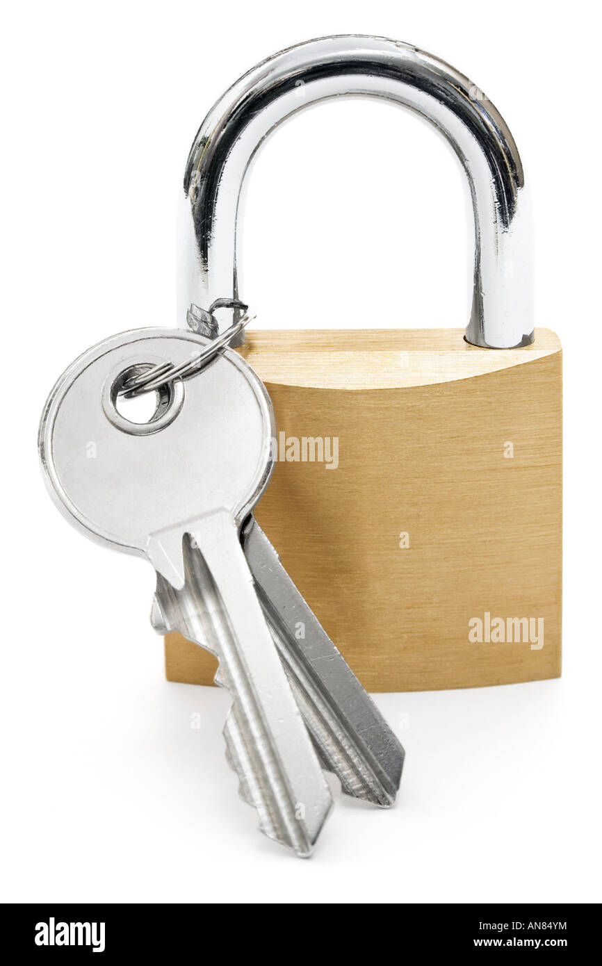 Two keys attached to a common padlock Stock Photo - Alamy