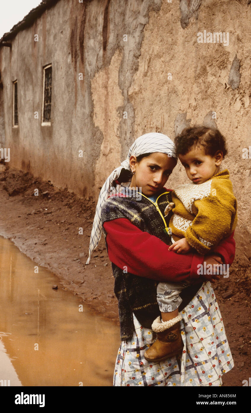Berber girl and baby, Tizi n'Tichka area, High Atlas Mountains, Morocco ...