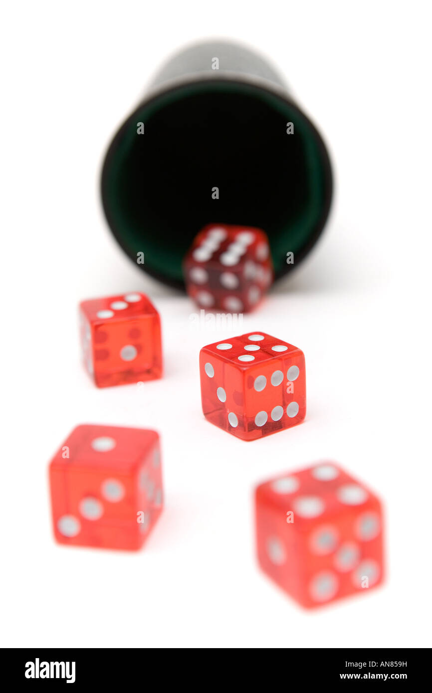 Game of chance. Red dice isolated on a white background Stock Photo - Alamy