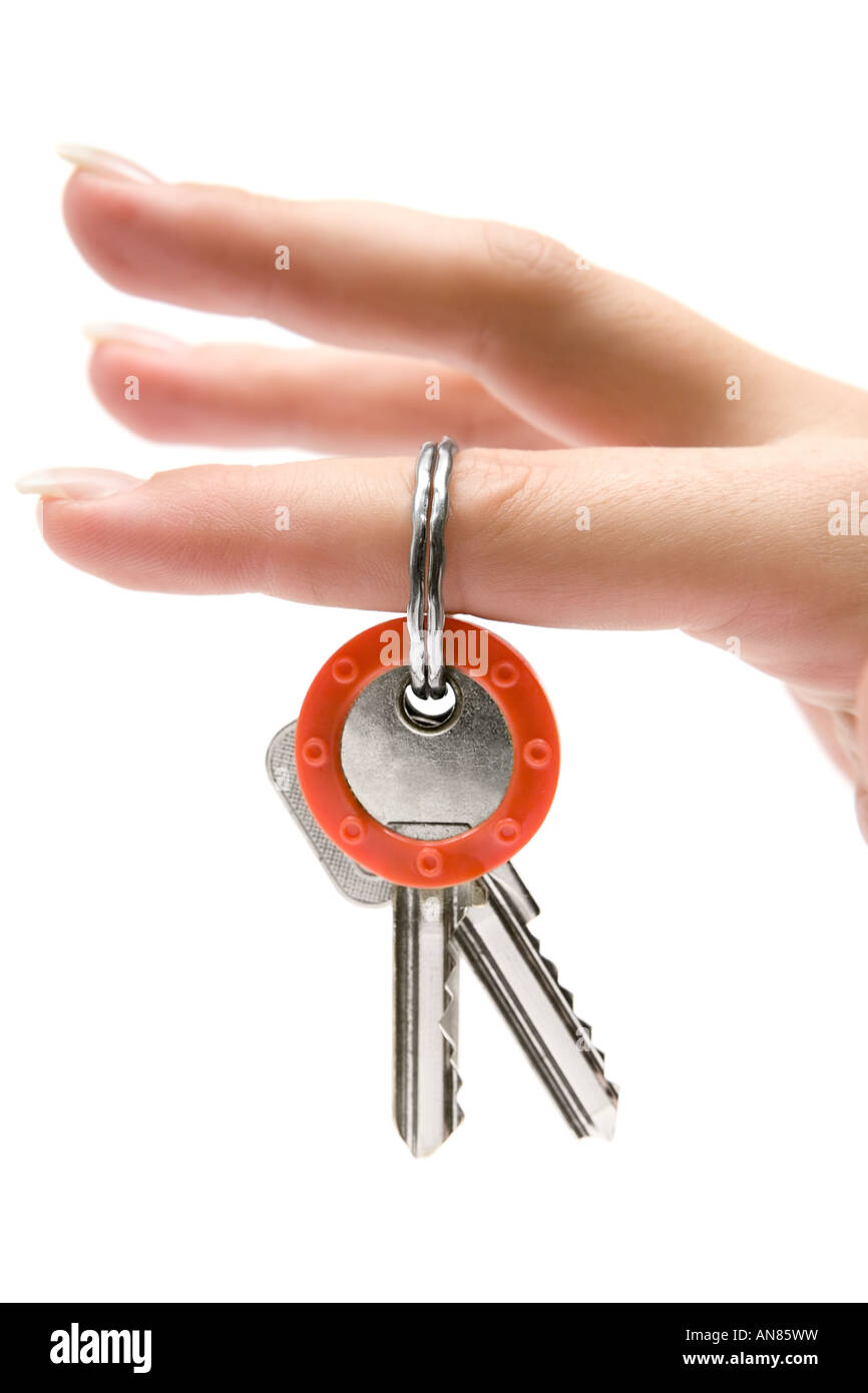 Presenting a bunch of keys. Isolated on a white background Stock Photo ...