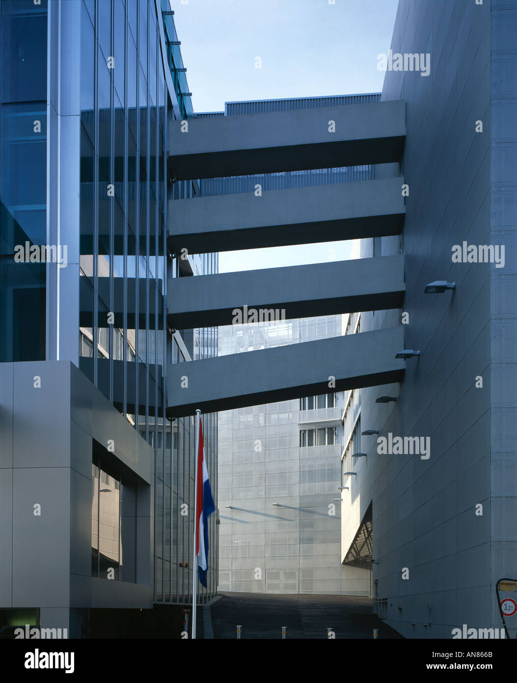 Netherlands Embassy, Berlin. Vehicle ramp to the forecourt. Architect ...