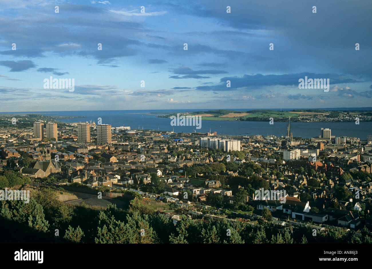 Dundee View of Dundee City Centre and the River Tay from the Law Hill ...