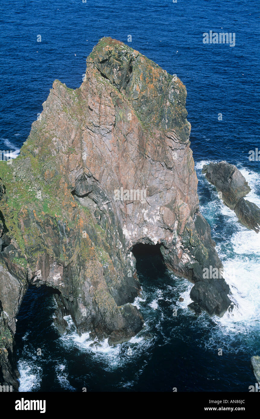 Unusual double arch coastal cliff feature at Cape Wrath Sutherland ...