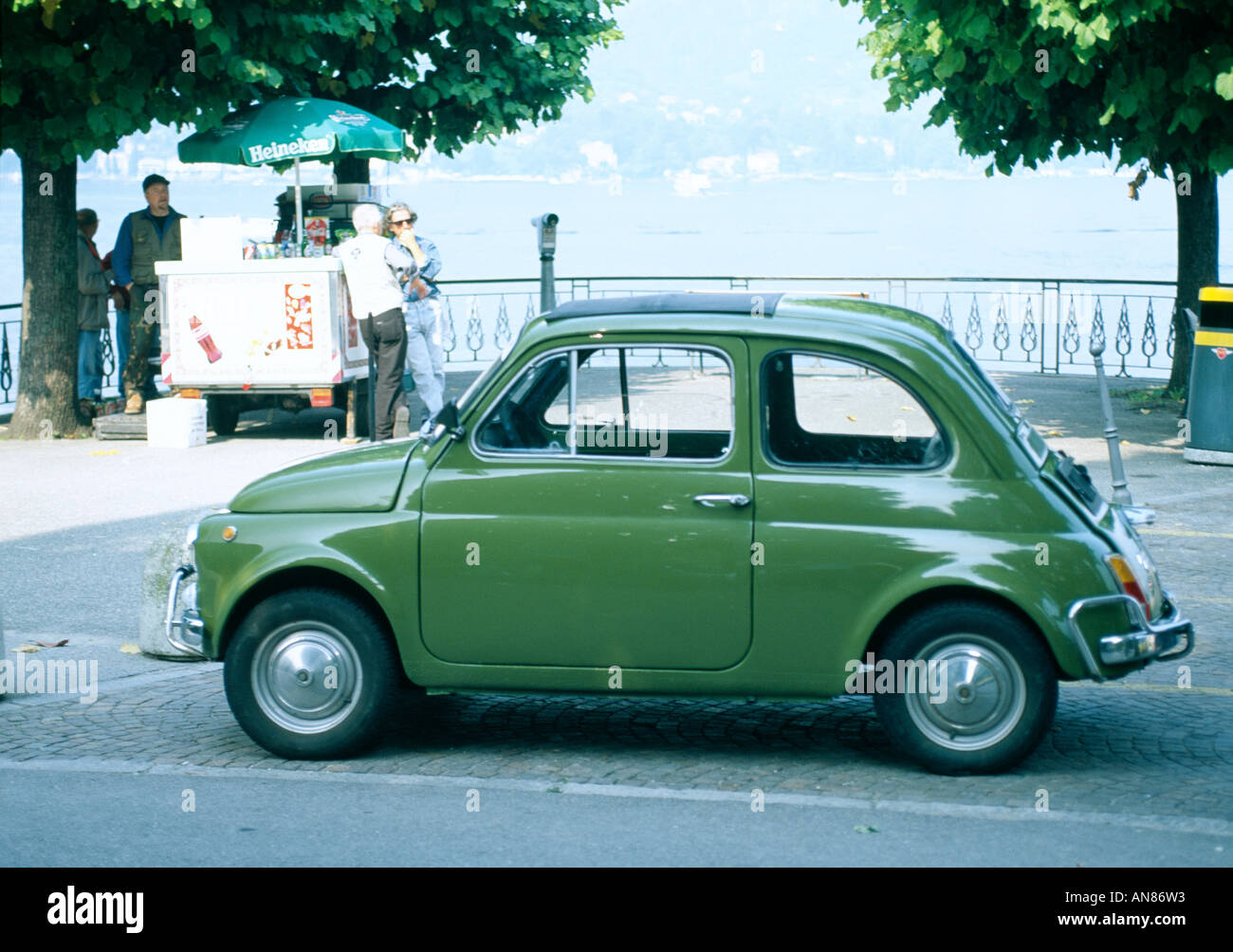 Detail of green car in Bellagio on Lake Como Stock Photo - Alamy