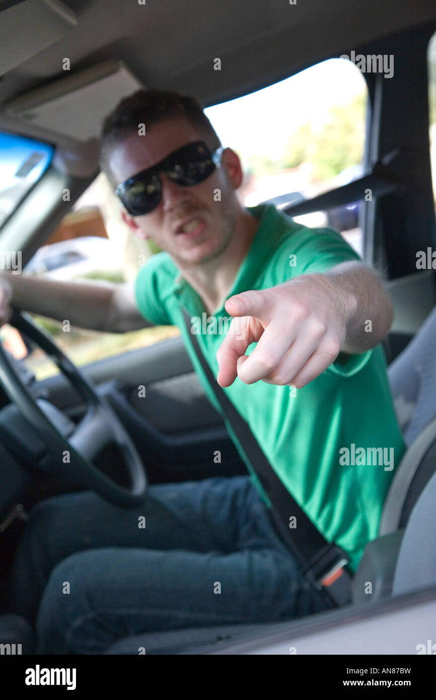 young man with road rage anger Stock Photo - Alamy