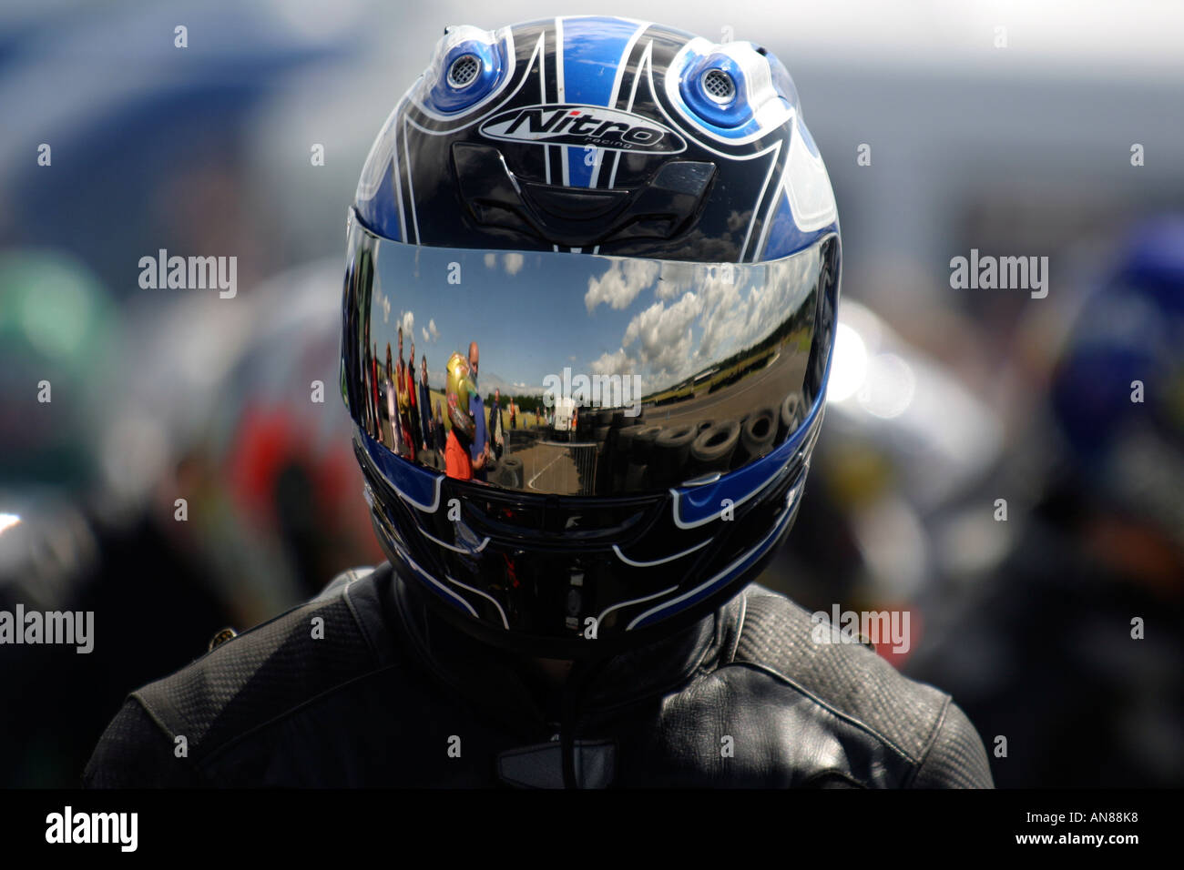 Motorcycle racer headshot Stock Photo - Alamy