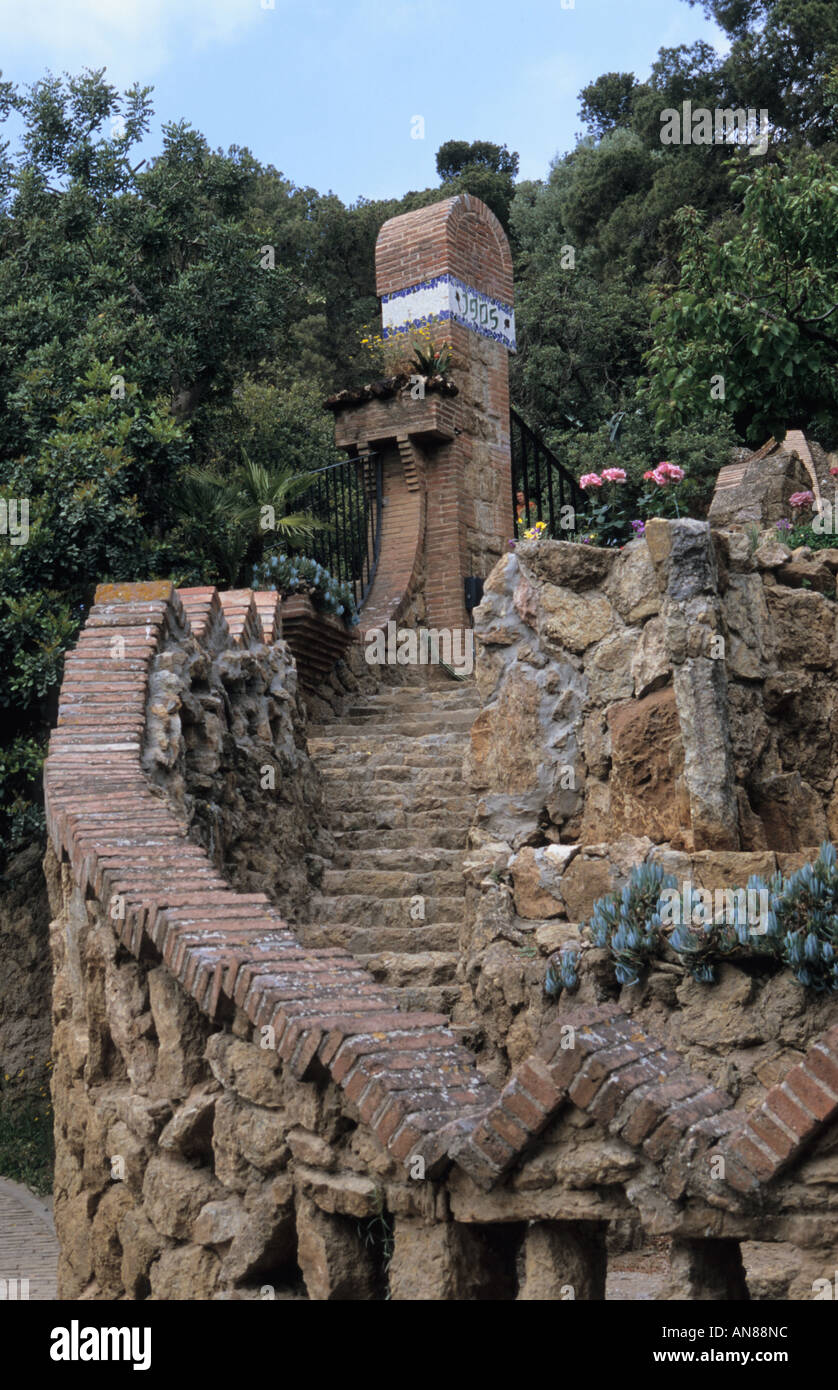Antonio Gaudi designed decorative stairs at Guell Park Barcelona ...