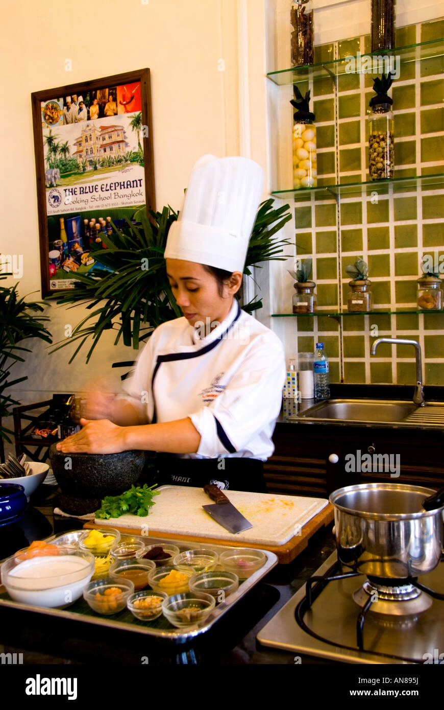 Thai chef, Thai cooking school, Blue Elephant Restaurant, Bangkok ...