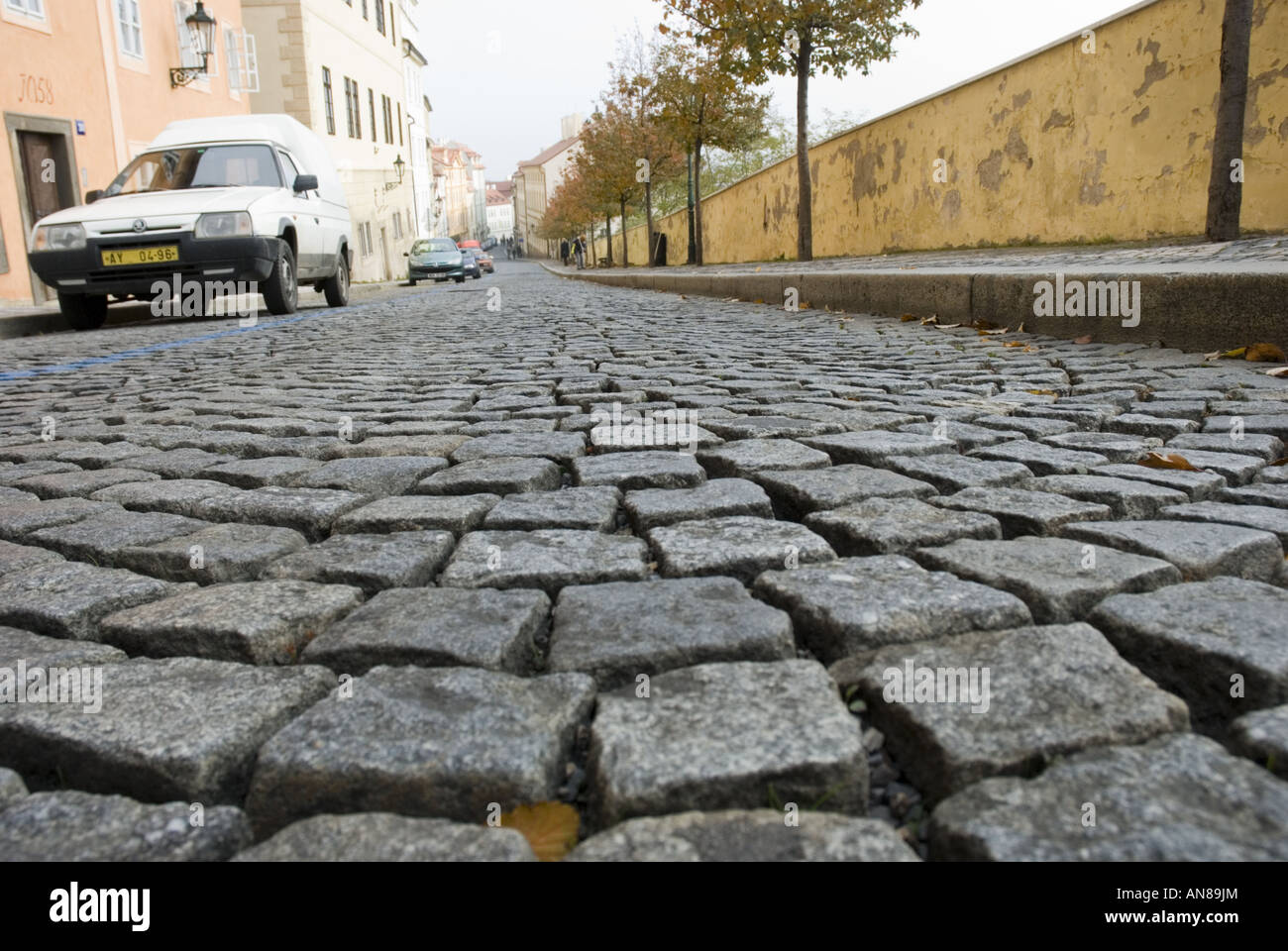 Cobblestone street near Prague Castle, Czech Republic Stock Photo - Alamy