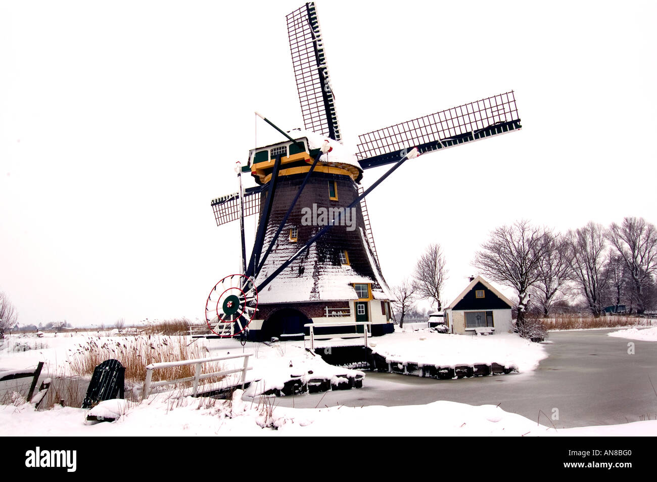 Oud Ade Netherlands Holland Winter Snow windmill Ice Stock Photo - Alamy