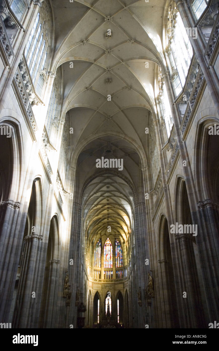 The vaulted ceiling of Prague Cathedral, within Prague Castle in Prague ...