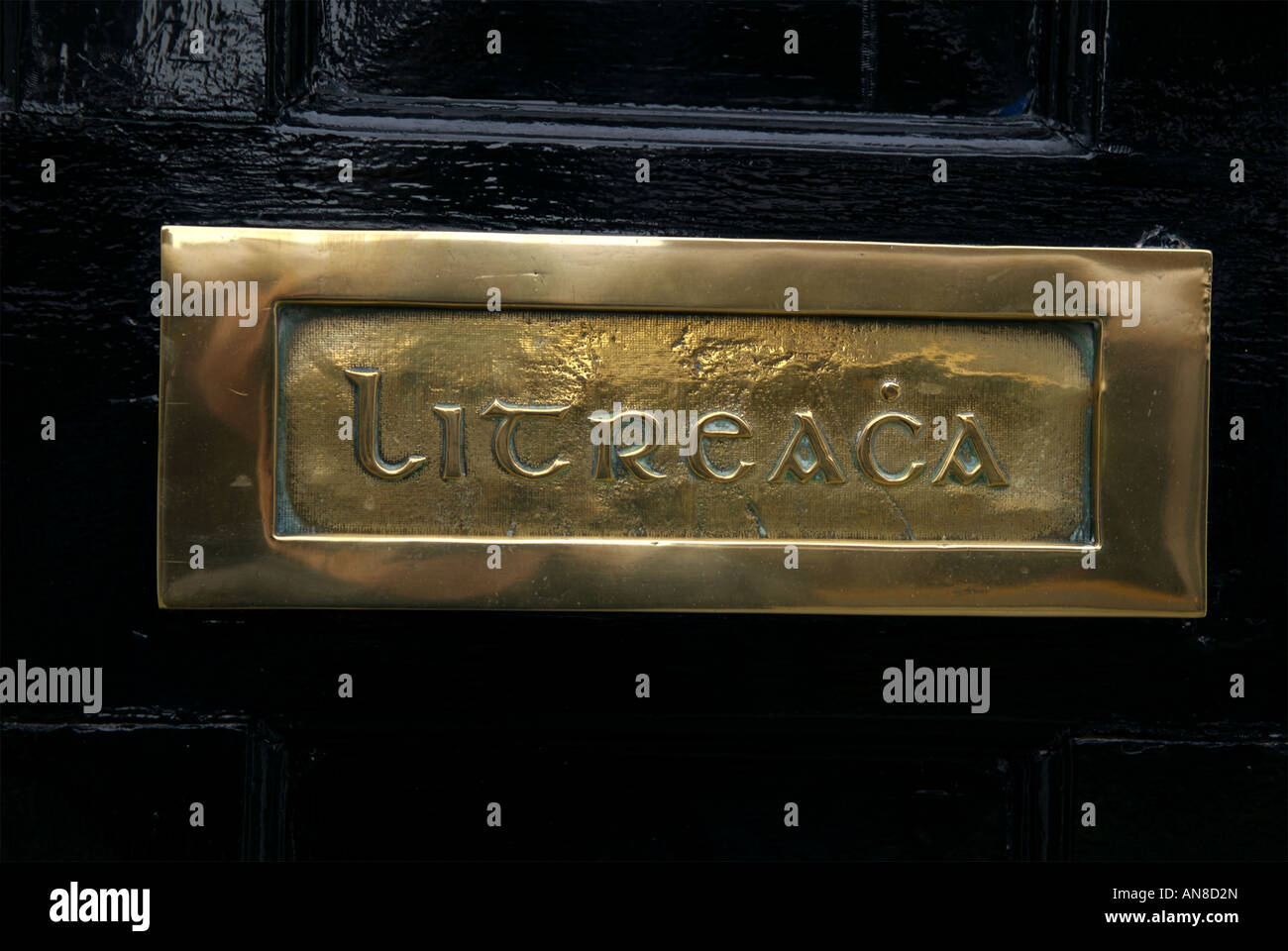 Letter box in Irish. Litreaca Stock Photo - Alamy