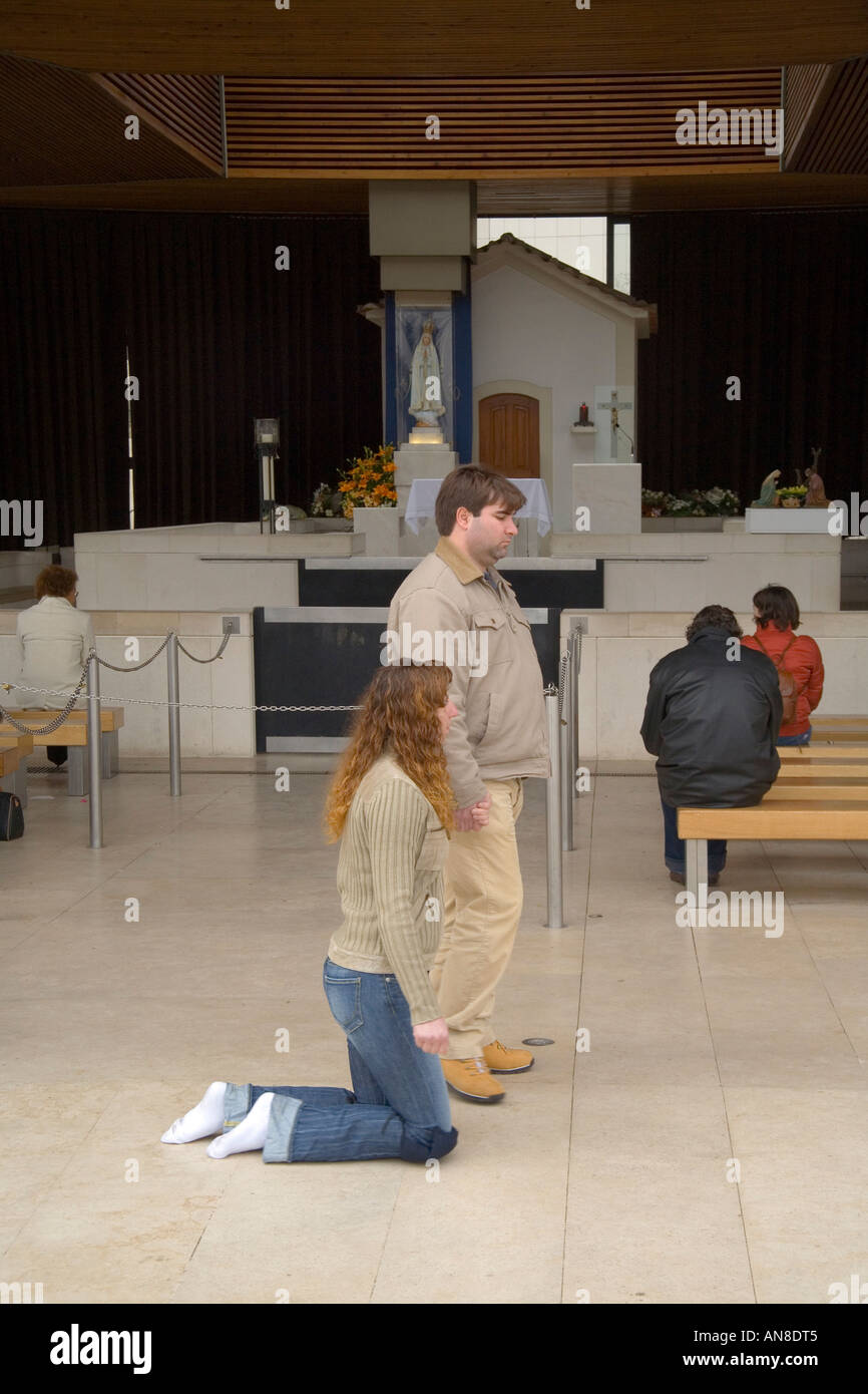FATIMA PORTUGAL Young woman religious pilgrim accompanied by her ...
