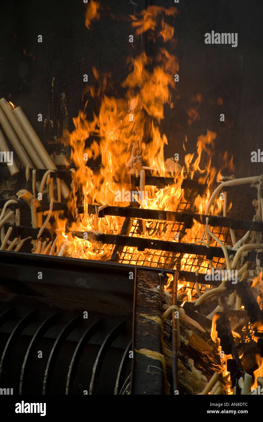 Candles burn at a dedication site at the Chapel of the Apparitians in ...