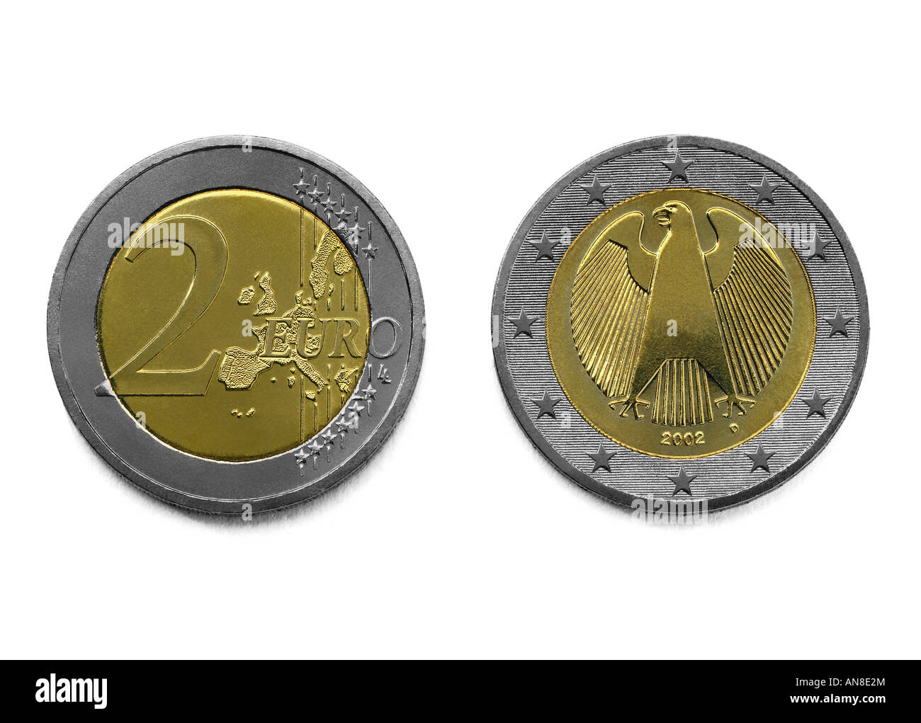 Two Euros (front side and back side Stock Photo - Alamy