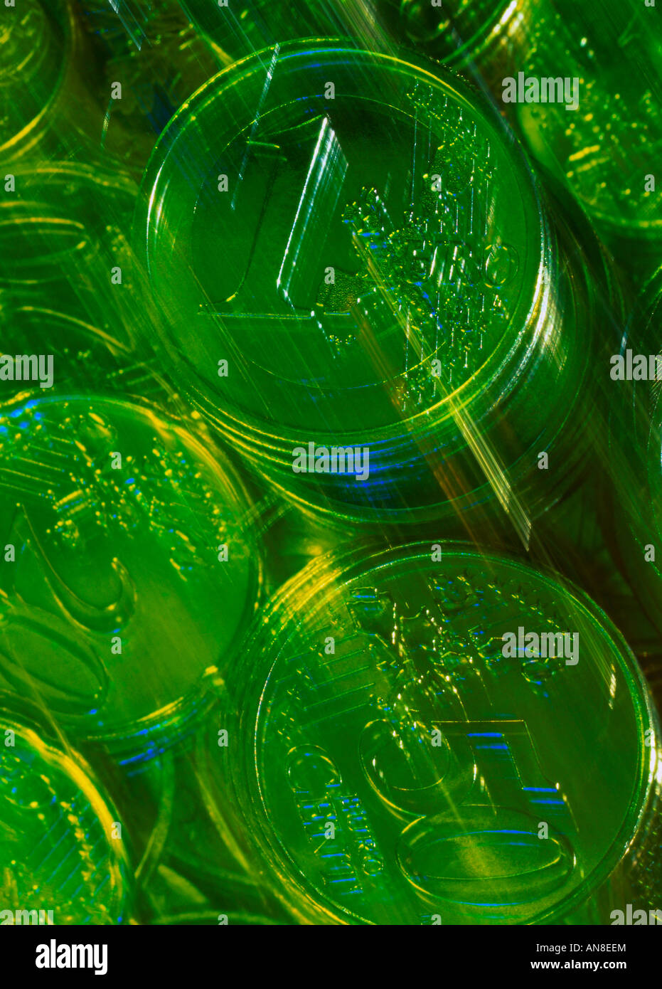 European coins in green light Stock Photo - Alamy
