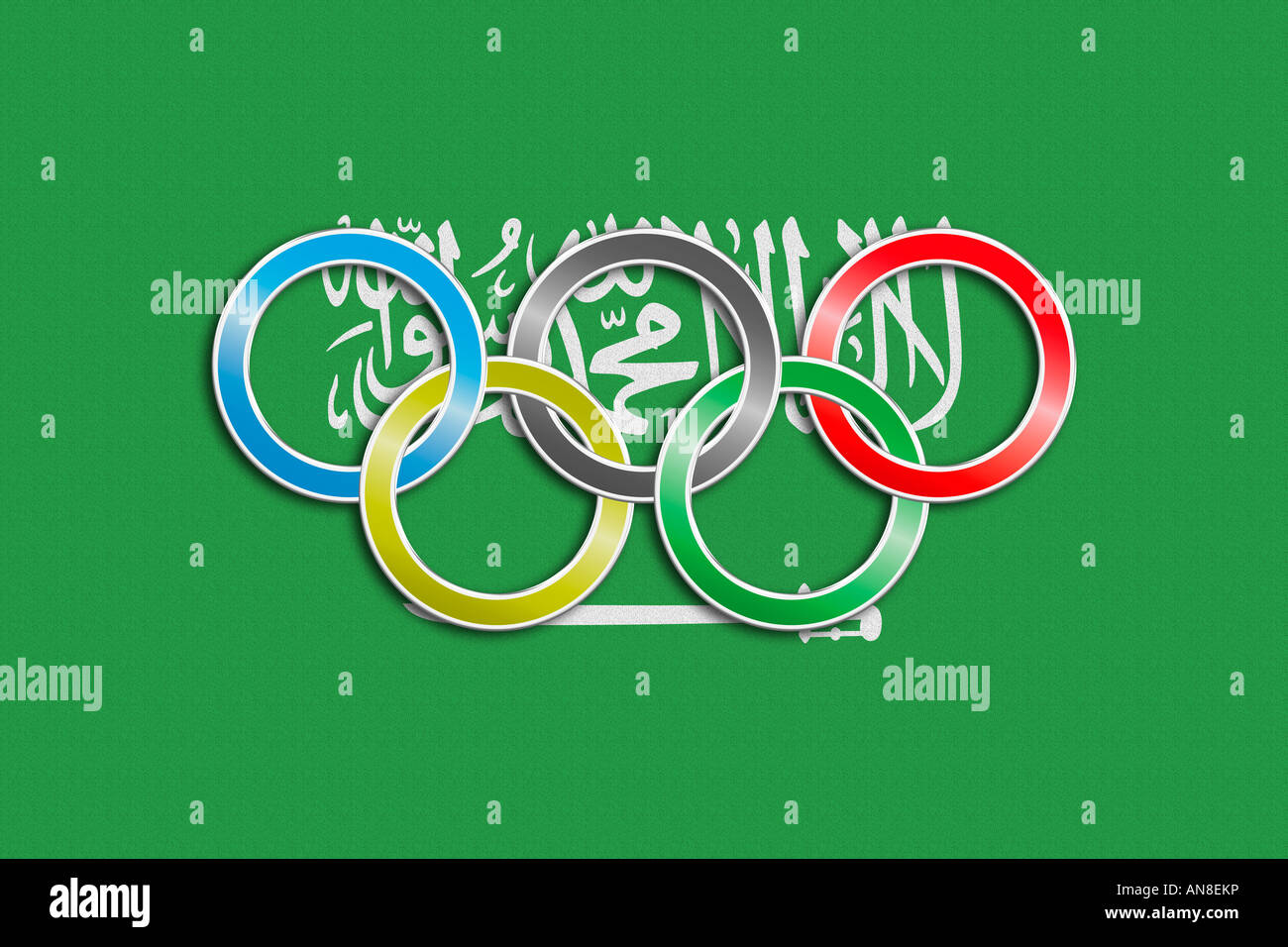 Flag of Saudi Arabia with olympic symbol Stock Photo - Alamy