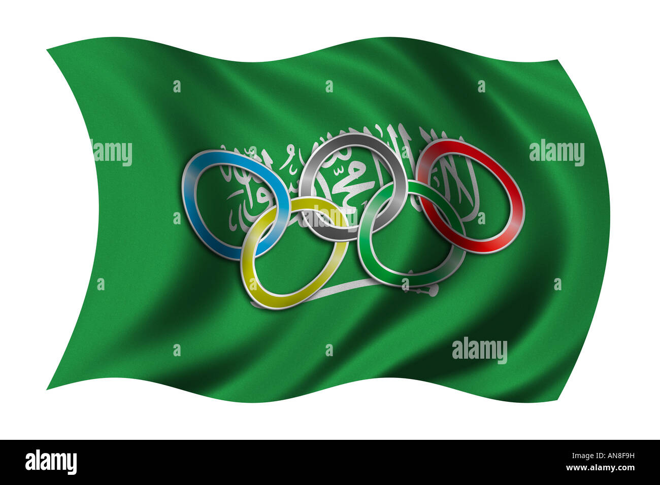 Flag of Saudi Arabia with olympic symbol Stock Photo - Alamy