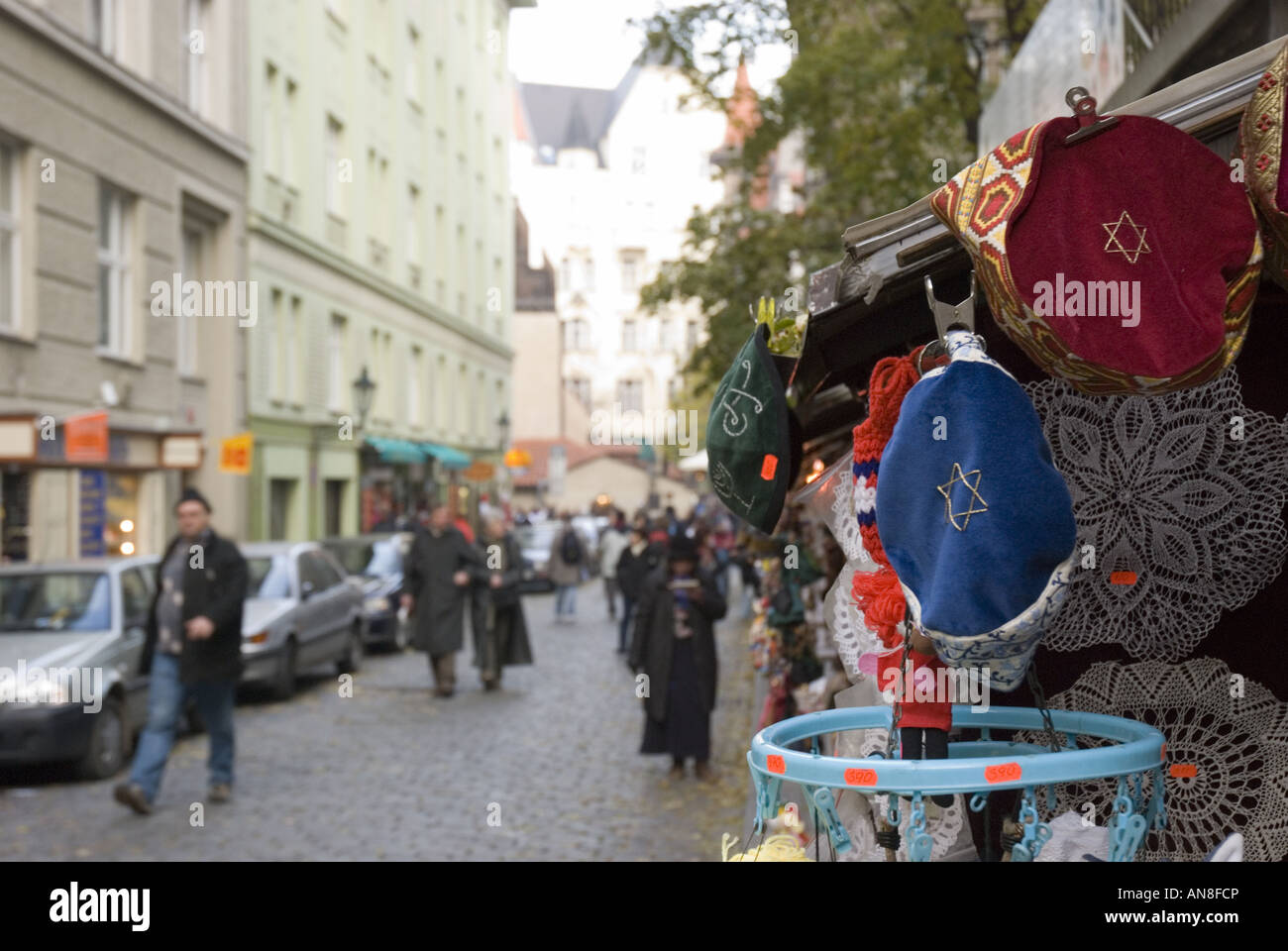 Jewish skulls caps, or kippahs, for sale in the Jewish quarter in ...