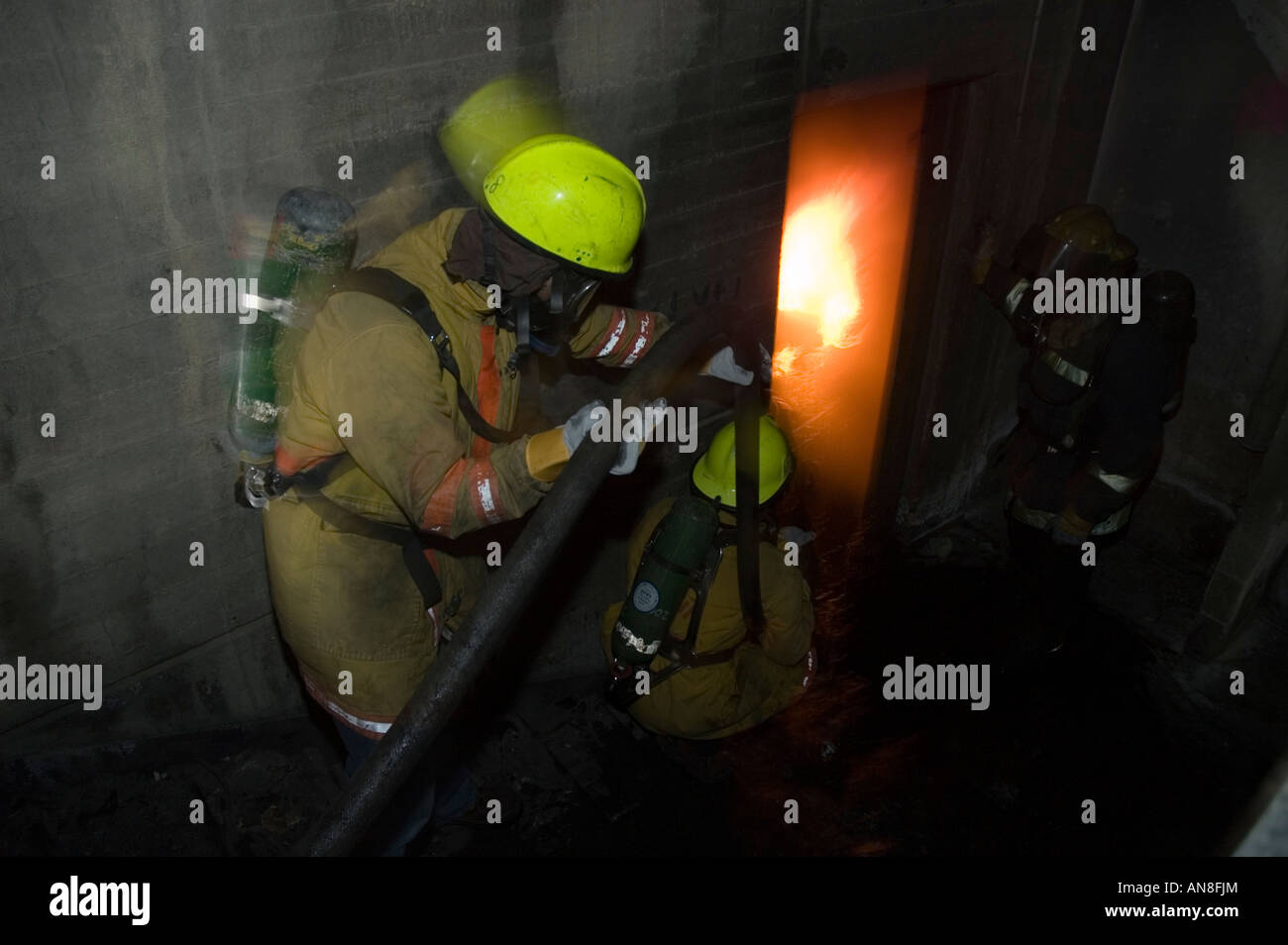 Israel Fire fighters during a fire drill Stock Photo - Alamy