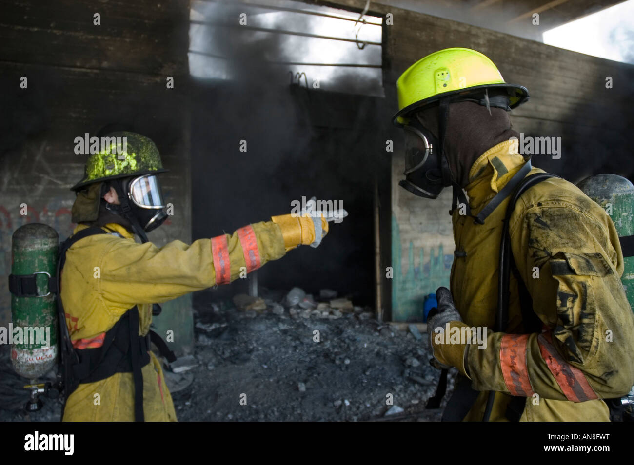 Israel Fire fighters during a fire drill Stock Photo - Alamy