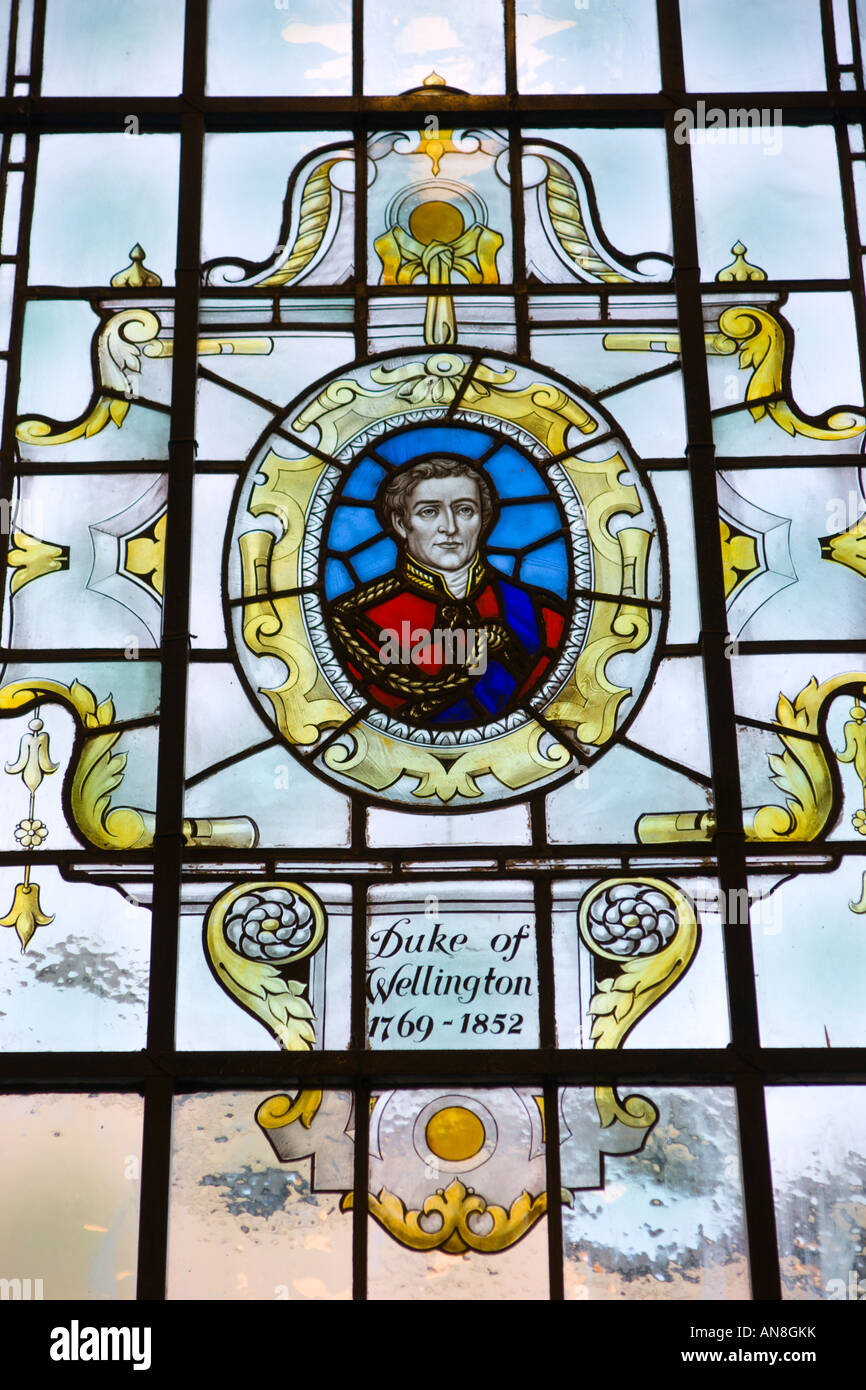 Stained glass window of the Duke of Wellington in the Royal Hotel ...