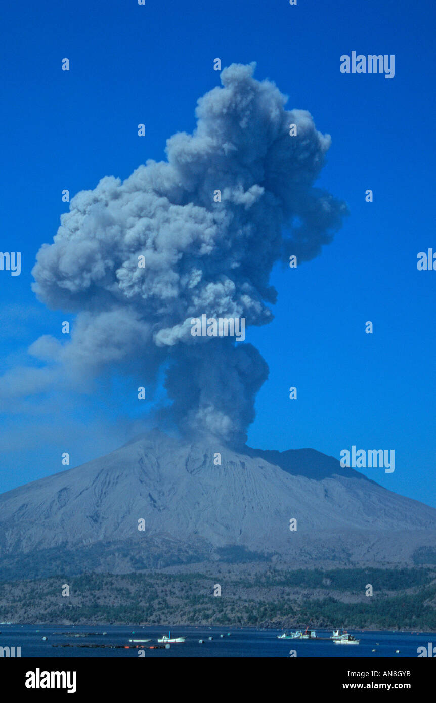 The volcanic eruption of Mt. Sakurajima in Kagosima Japan Asia Stock ...