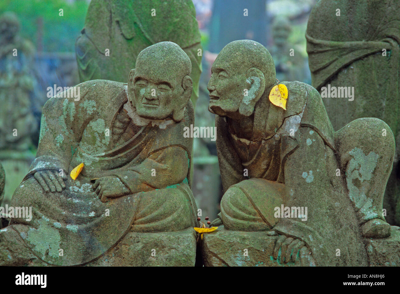 The 500 Disciples of Budda of stone images at Kitain Temple in Kawagoe ...