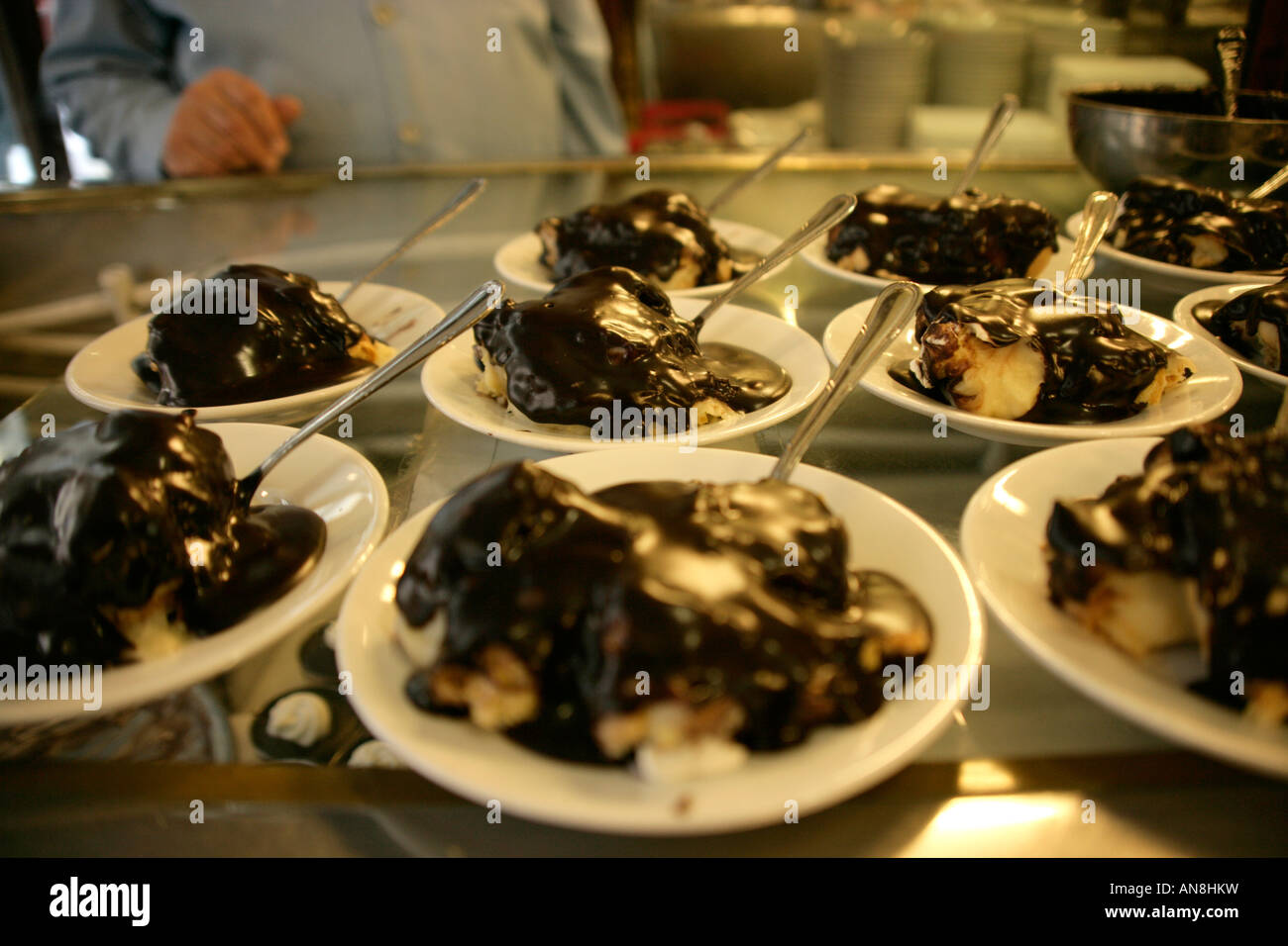 Profiteroles at renowned Inci patisserie Beyoglu, Istanbul, Turkey ...