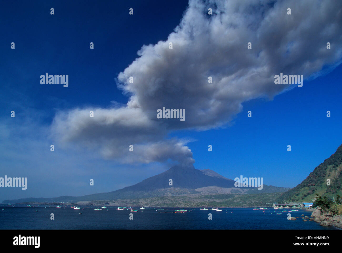 The volcanic eruption of Mt. Sakurajima in Kagosima Japan Asia Stock ...
