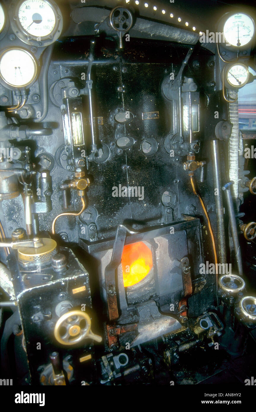 A furnace and associated machinery working inside a steam engine at ...