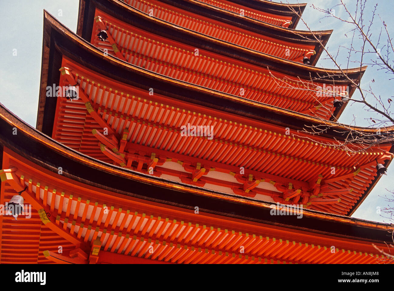 The roofs of five-storied pagoda of Itsukushima Jinja Shrine in ...