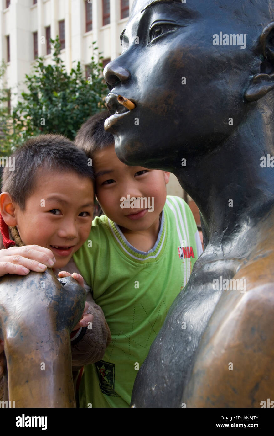 China Yunnan Kunming portrait of two boys Stock Photo - Alamy