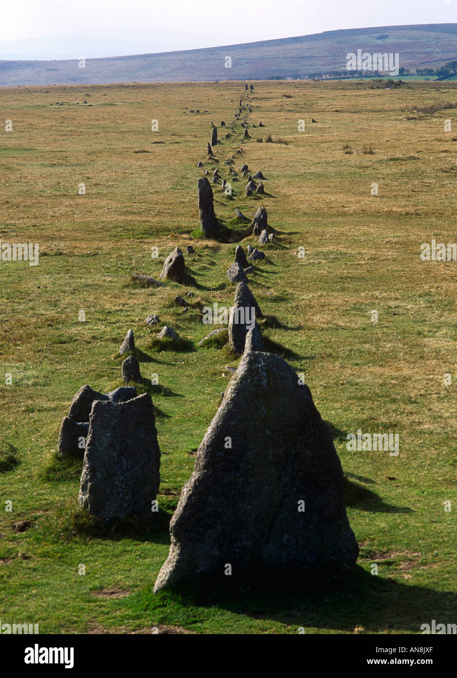 Merrivale Stone Rows two long rows of stones on Dartmoor 5 miles East ...
