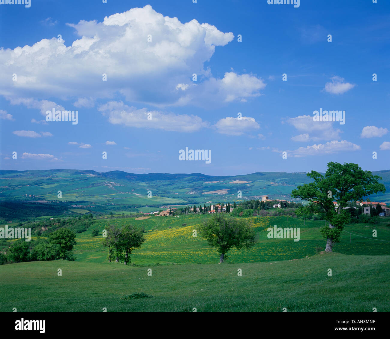 Tuscany, Italy: View of the rolling hills and valley of Val d Orcia and ...