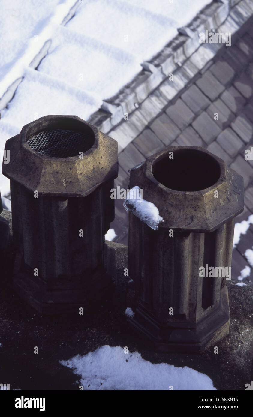 Roof two chimneys hi-res stock photography and images - Alamy