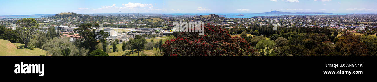 Auckland city panoramic view from One Tree Hill, New Zealand Stock ...