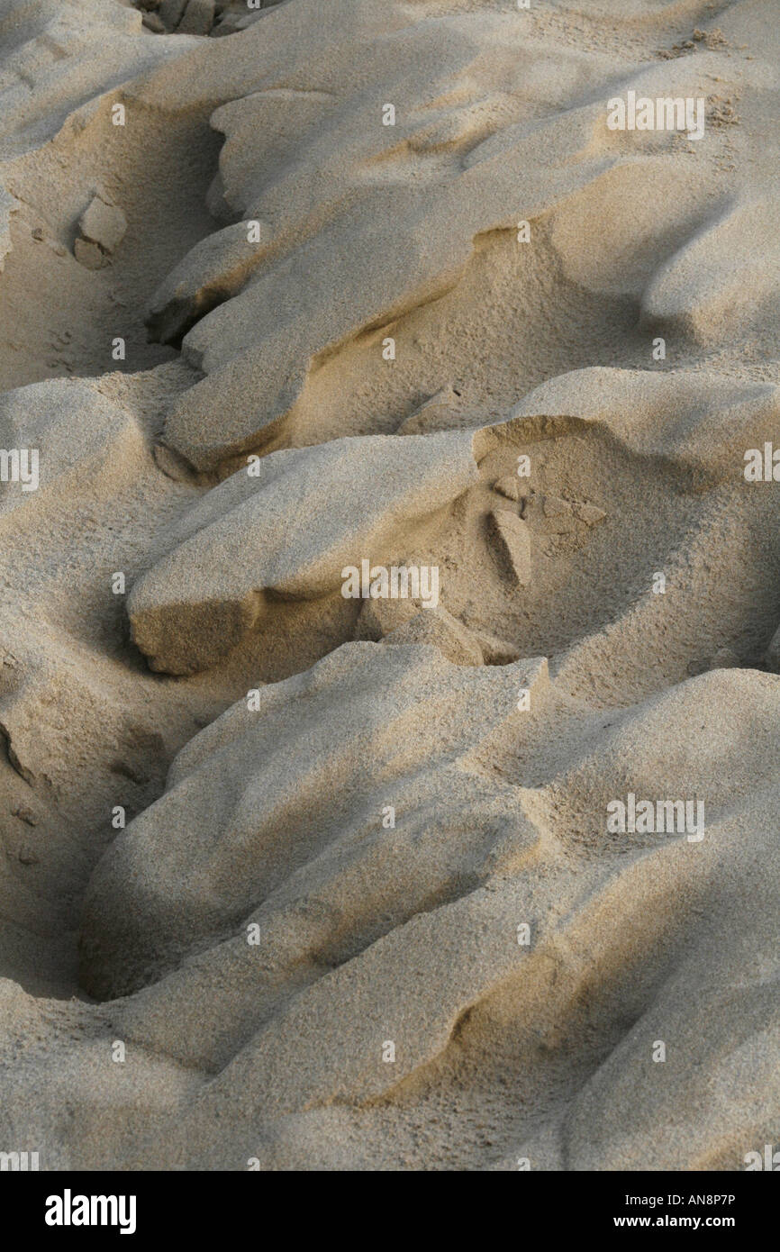 Unusual sand pattern left in the dunes by the receding tide at Formby ...