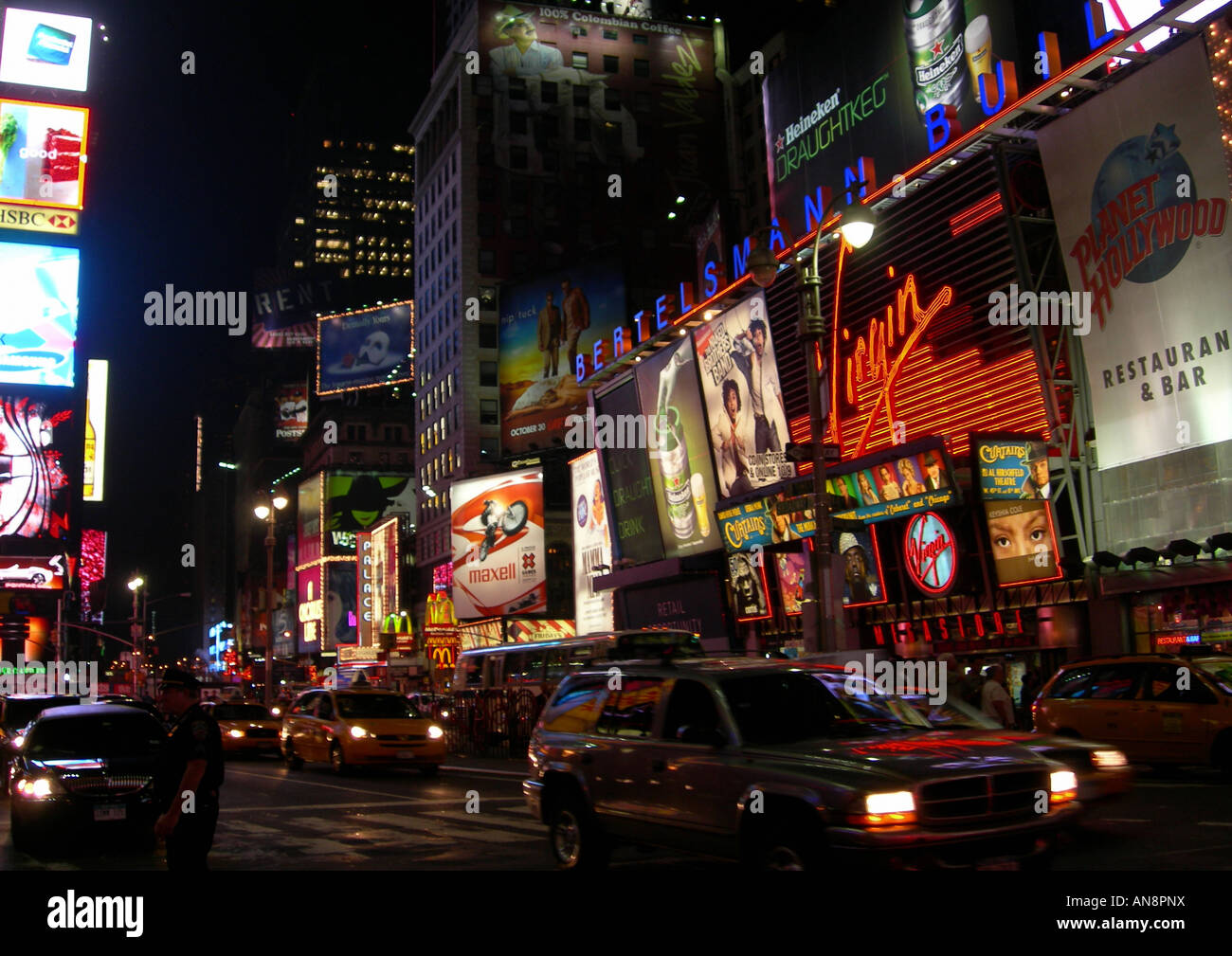 Times Square, New York, at night Stock Photo - Alamy