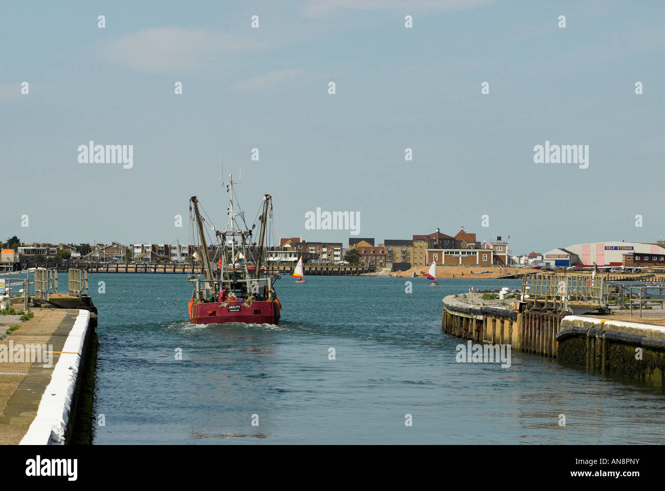 Fishing boat 'Ability' from Portsmouth leaving the lock at Shoreham ...