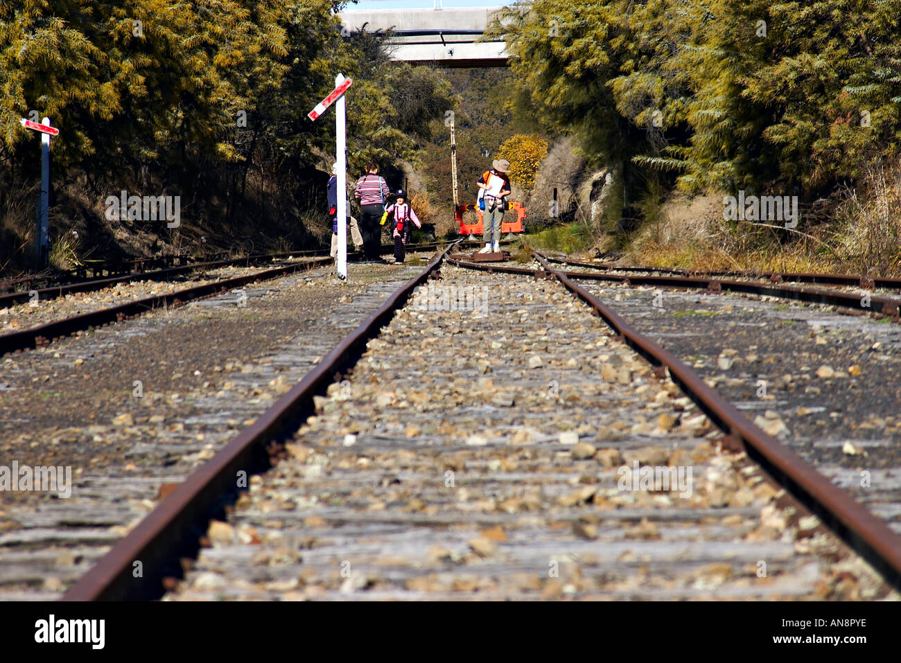 walking the railway line Stock Photo - Alamy