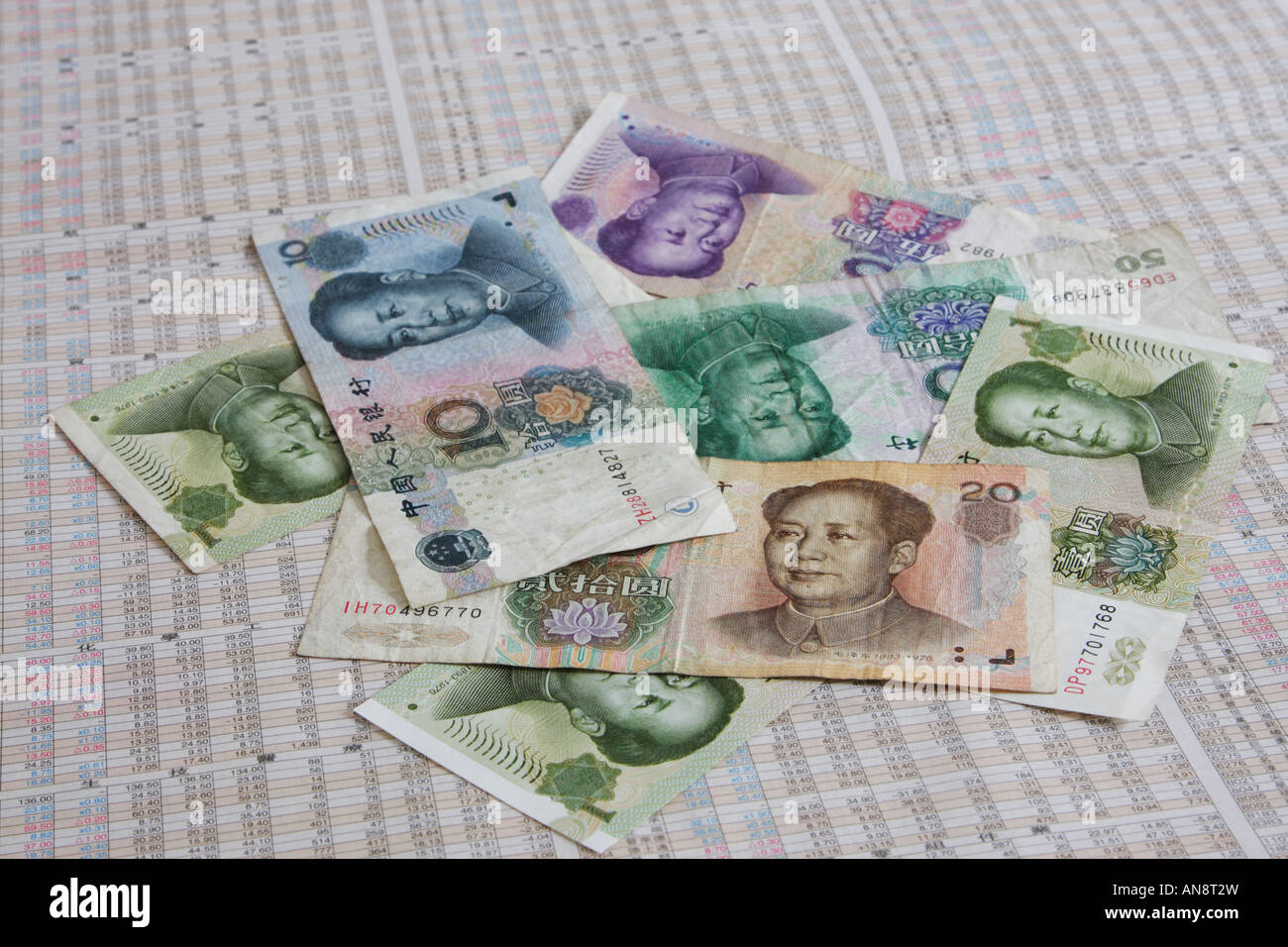 Chinese Ren Min Bi On Stock Prices In Chinese Newspaper Stock Photo - Alamy