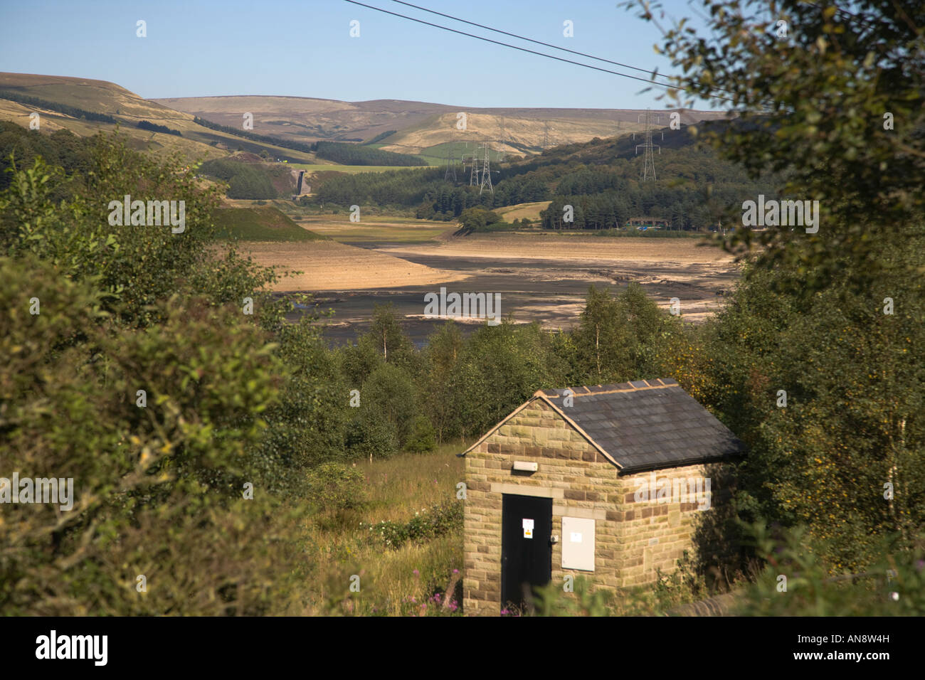 Torside reservoir with very low water level Peak District Stock Photo ...
