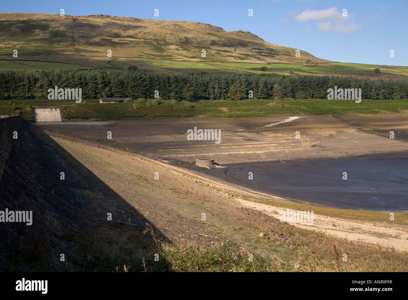 Torside reservoir with very low water level Peak District Stock Photo ...