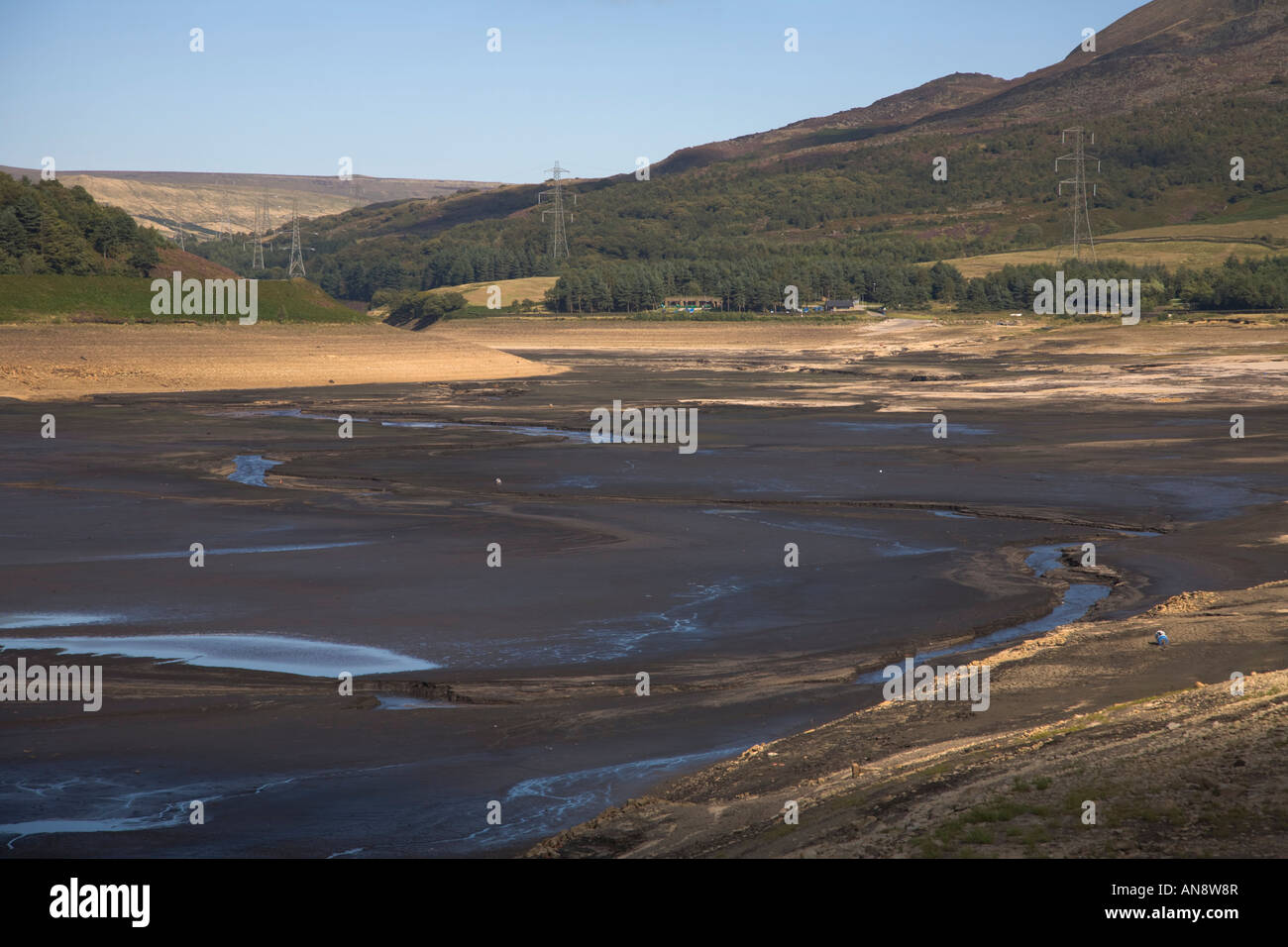 Torside reservoir with very low water level Peak District Stock Photo ...