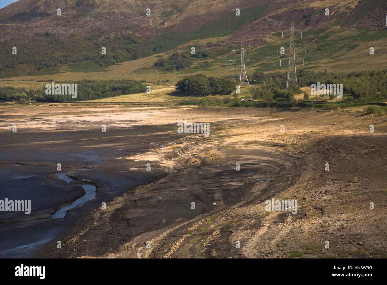 Torside reservoir with very low water level Peak District Stock Photo ...