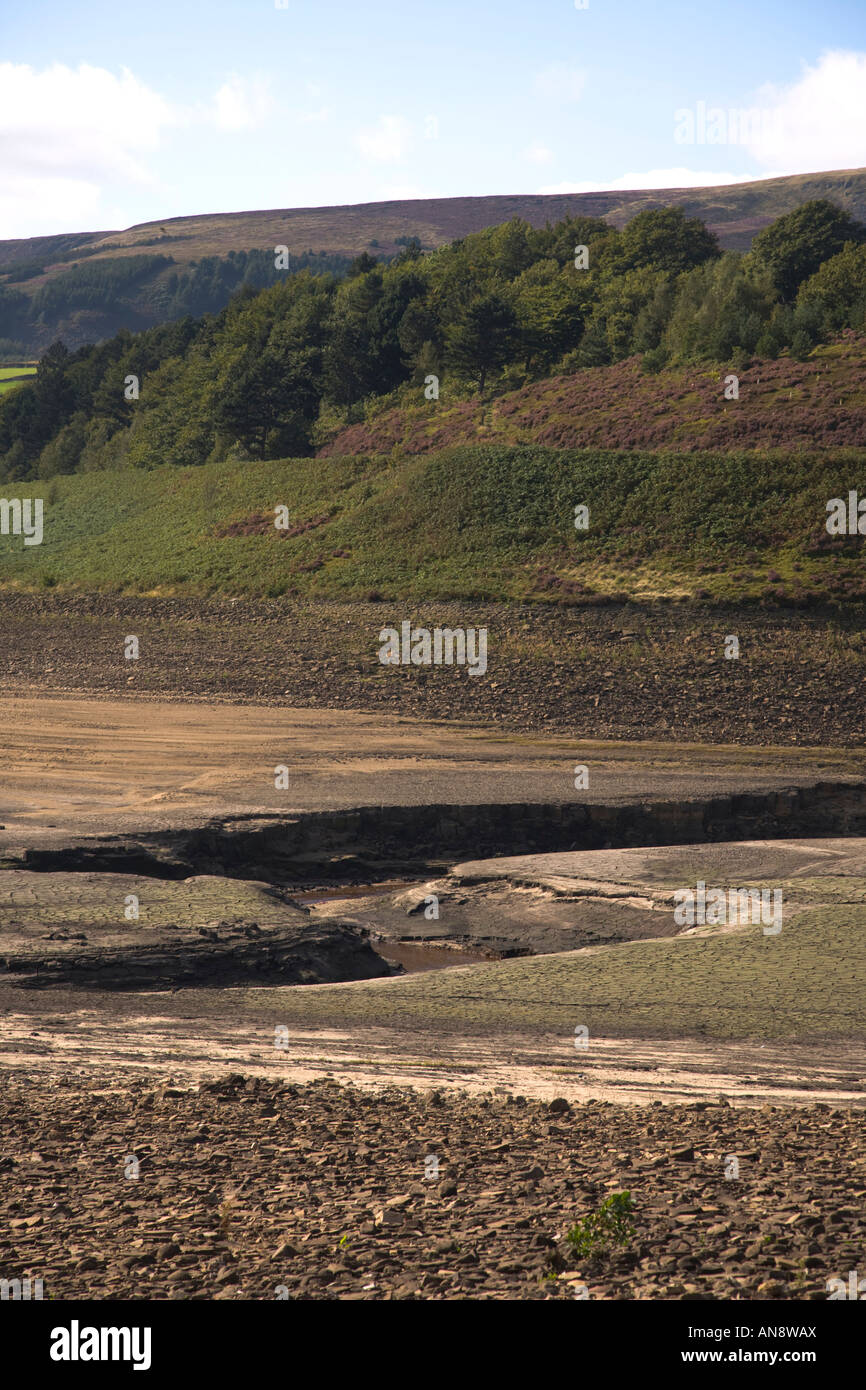 Torside reservoir with very low water level Peak District Stock Photo ...