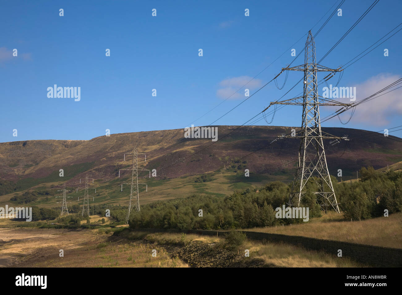 Torside reservoir with very low water level Peak District Electricity ...