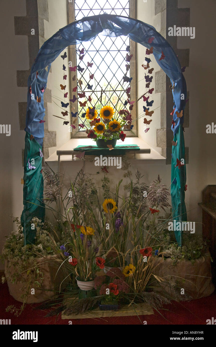 St Dogmaels Parish Church and Abbey Flower arrangement Stock Photo - Alamy