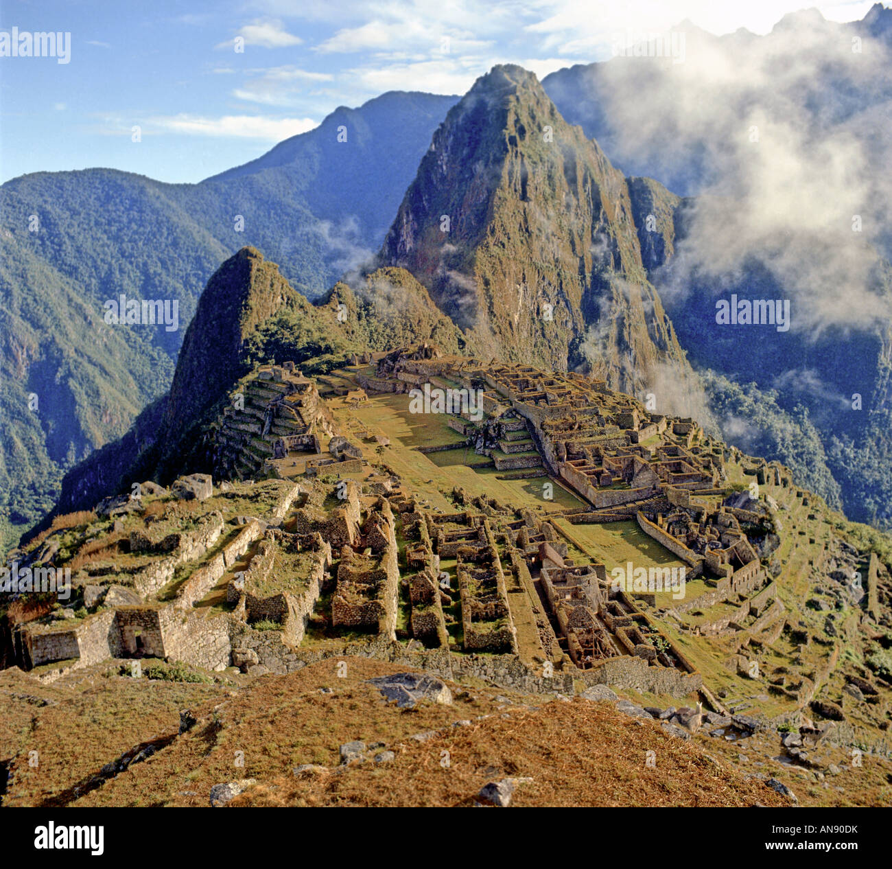 The Inca settlement of Machu Picchu in the Andes of Peru in South ...